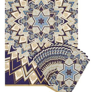 Design Design Passover Seder Decorative Paper Hand Towels for Bathroom Guest Towels Disposable, Use for Hanukkah Party Napkins Jewish Holidays, Bar Mitzvah Blue Judaica Pak 30