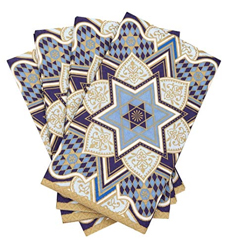 Design Design Passover Seder Decorative Paper Hand Towels for Bathroom Guest Towels Disposable, Use for Hanukkah Party Napkins Jewish Holidays, Bar Mitzvah Blue Judaica Pak 30