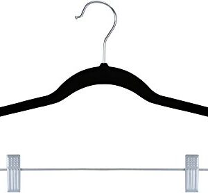 Zoyer Velvet Skirt Hangers (20 Pack, Black)- Non Slip Velvet Pants Hangers with Metal Clips, 360° Swivel Hook, Durable Thin Coat Hangers- Space Saving Velvet Dresses Hangers, Shirt & Clothes Hanger.