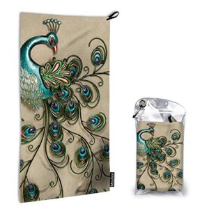 moslion quick dry hand towel beautiful peacock bath hand towel decorative for bathroom/kitchen 15x31 inch