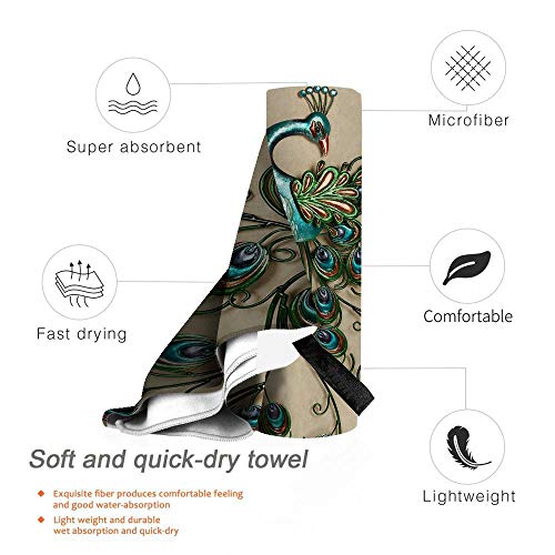 Moslion Quick Dry Hand Towel Beautiful Peacock Bath Hand Towel Decorative for Bathroom/Kitchen 15x31 Inch