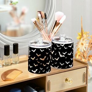 ZOEO Halloween Bathroom Canister Set of 2, Black Bat Clear Plastic Jars Holder Dispenser Farmhouse Sugar Storage Countertop With Airtight Lids, Kitchen Theme Decor