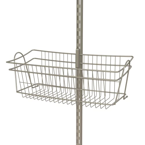 ClosetMaid 33840 ShelfTrack Wire Basket Organizer, Attaches to Standards, Closet Accessory Add On, Nickel Finish