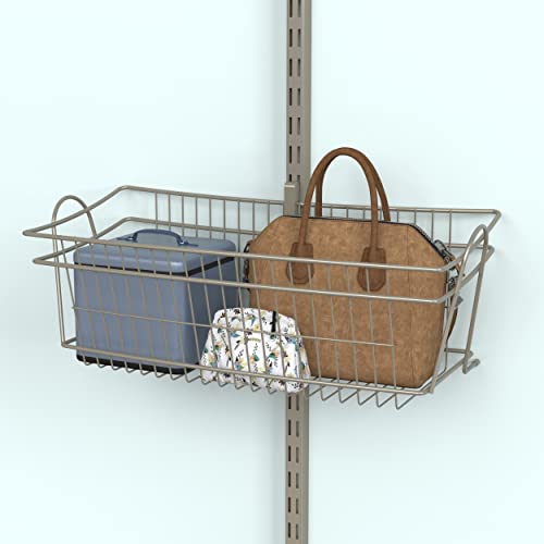 ClosetMaid 33840 ShelfTrack Wire Basket Organizer, Attaches to Standards, Closet Accessory Add On, Nickel Finish