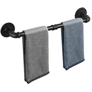 industrial pipe towel rack towel bar 24 inch, heavy duty wall mounted rustic farmhouse bath towel holder for bath bathroom kitchen