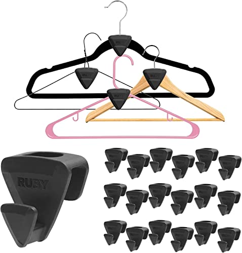 Ruby Space Triangles Hanger Hooks, AS-SEEN-ON-TV, Cascade Hangers to Create Up to 3X More Closet Space, Easy to Use Slip-Over Design, Organize Shirts, Pants, Jackets, Heavy Coats, Accessories & More