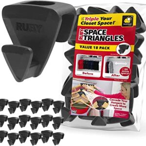 Ruby Space Triangles Hanger Hooks, AS-SEEN-ON-TV, Cascade Hangers to Create Up to 3X More Closet Space, Easy to Use Slip-Over Design, Organize Shirts, Pants, Jackets, Heavy Coats, Accessories & More