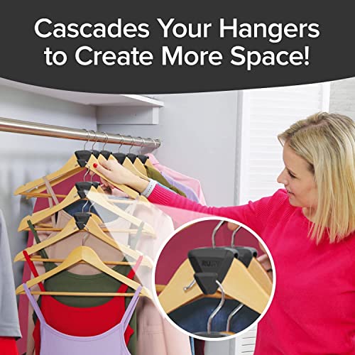 Ruby Space Triangles Hanger Hooks, AS-SEEN-ON-TV, Cascade Hangers to Create Up to 3X More Closet Space, Easy to Use Slip-Over Design, Organize Shirts, Pants, Jackets, Heavy Coats, Accessories & More