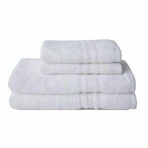 charisma 4pk luxury towels set: 2 hand towels & 2 wash cloths (white)