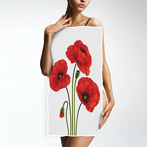 Pfrewn Flowers Poppy Towels for Bathroom 16x30 in Spring Summer Flowers Floral Hand Soft Absorbent Small Bath Towel Kitchen Dish Guest Towel Home Bathroom Decorations