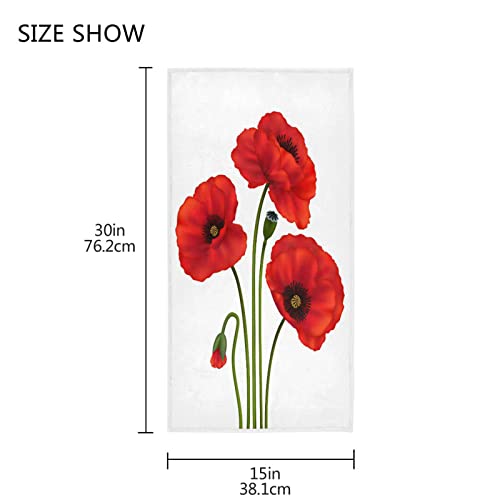 Pfrewn Flowers Poppy Towels for Bathroom 16x30 in Spring Summer Flowers Floral Hand Soft Absorbent Small Bath Towel Kitchen Dish Guest Towel Home Bathroom Decorations