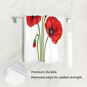 Pfrewn Flowers Poppy Towels for Bathroom 16x30 in Spring Summer Flowers Floral Hand Soft Absorbent Small Bath Towel Kitchen Dish Guest Towel Home Bathroom Decorations