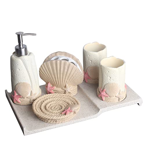 WYKDD Cute Beach Style Bathroom Bathroom Wash Set Toilet Supplies Set Brushing Cup Mouthwash Cup Set