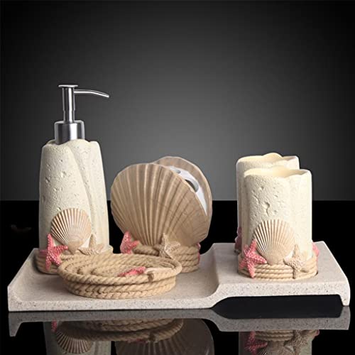 WYKDD Cute Beach Style Bathroom Bathroom Wash Set Toilet Supplies Set Brushing Cup Mouthwash Cup Set