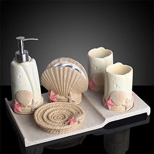 WYKDD Cute Beach Style Bathroom Bathroom Wash Set Toilet Supplies Set Brushing Cup Mouthwash Cup Set