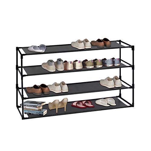 JERRY & MAGGIE 39 Shoes Wide Shelf, Simple Trending 4 Tier Stackable Shoe Rack for Garage, Shoe Rack for Entrance Small Space for Dorm Shoe Racks, Over Door Shoe Rack, Kitchen Storage Shelves Solution