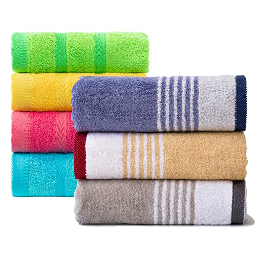 MEMRUI Wood Fiber Kids Towels + Stripe Hand Towels Set