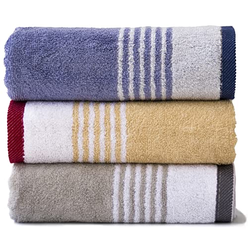 MEMRUI Wood Fiber Kids Towels + Stripe Hand Towels Set