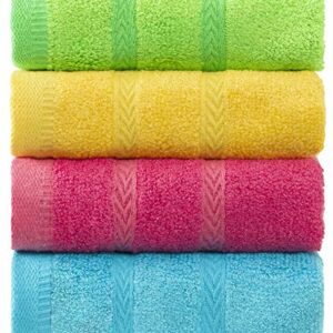 MEMRUI Wood Fiber Kids Towels + Stripe Hand Towels Set