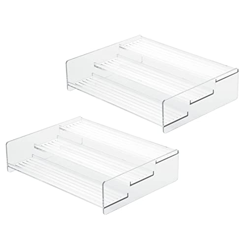 mDesign 3 Tier Bathroom Organizer Shelf - Storage Rack for Vitamins, Supplements - Versatile Compact Space Saving Holder for Countertops, Cabinets, Shelves - Ligne Collection - 2 Pack - Clear