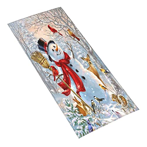 Groamaup Winter Birds Snowman Christmas Snow Soft Hand Towels Bath Fingertip Towel Decorative Multipurpose for Home Kitchen Swim Spa 12 X 27.5 Inches