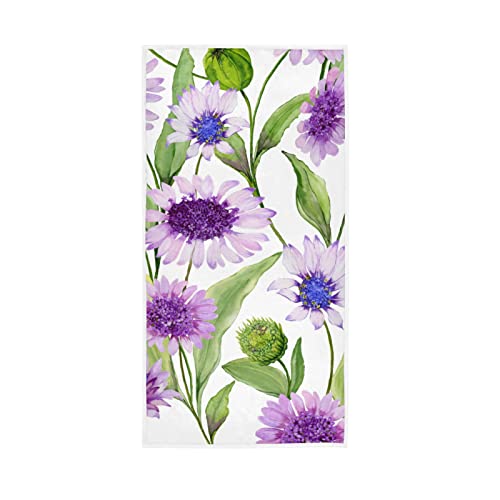 Daisy Purple Lovely Hand Towels for Bathroom Ultra Soft Absorbent 15 x 30 Inch - Daisy Purple Lovely Small Bath Towel Guest Towels Wingertip Towels for Kitchen, Hotel, Gym and Spa