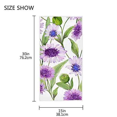 Daisy Purple Lovely Hand Towels for Bathroom Ultra Soft Absorbent 15 x 30 Inch - Daisy Purple Lovely Small Bath Towel Guest Towels Wingertip Towels for Kitchen, Hotel, Gym and Spa