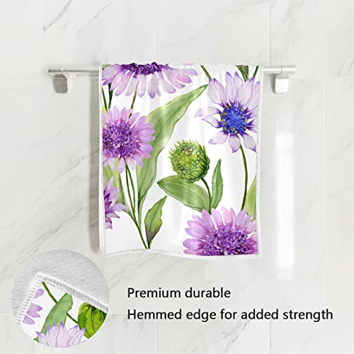 Daisy Purple Lovely Hand Towels for Bathroom Ultra Soft Absorbent 15 x 30 Inch - Daisy Purple Lovely Small Bath Towel Guest Towels Wingertip Towels for Kitchen, Hotel, Gym and Spa