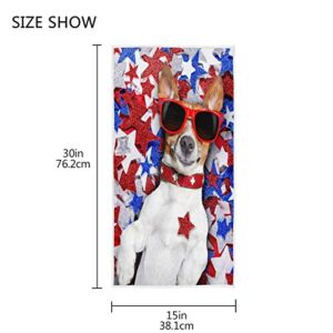 QUGRL Jack Russell Dog Hand Towels Independence Day Fingertip Towel for Bathroom 16 x 30 in, 4Th of July Kitchen Dish Towels Soft Quality Premium Washcloths Bath Decor for Guest Hotel Spa Gym Sport