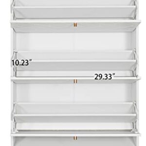 Mcltopz Shoe Cabinet with 3 Flip Drawers and Baffle, Modern Free-Standing Shoe Rack Narrow Shoe Storage Cabinet Wooden Shoe Rack Storage Cabinet for Entryway Hallway Doorway Small Space (White)