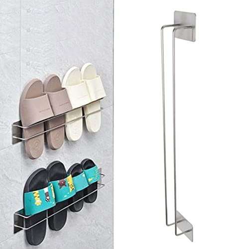 Deosdum Stainless Steel Slippers Rack,Wall Mounted Punch Free Simple Slipper Rack,Slippers Hanger Shoe Rack Shoe Organizer for Hotel Bathroom