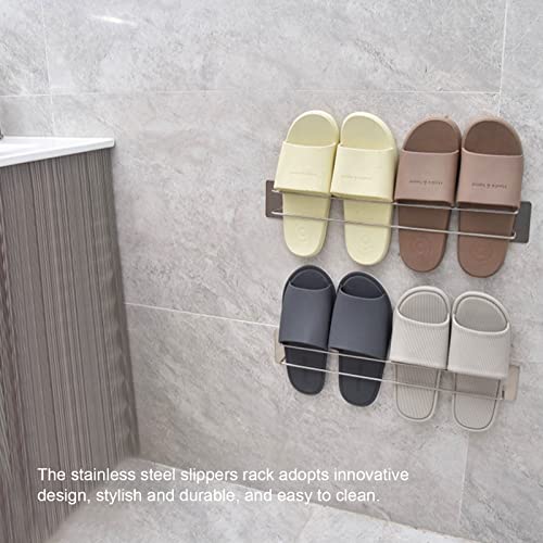 Deosdum Stainless Steel Slippers Rack,Wall Mounted Punch Free Simple Slipper Rack,Slippers Hanger Shoe Rack Shoe Organizer for Hotel Bathroom