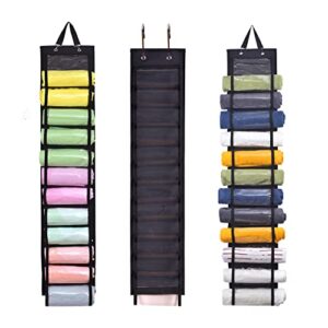 qxsmahpleggings storage organizer hanging organizer with 24 compartments double-side closet organizer for leggings t-shirts towels etc (black)