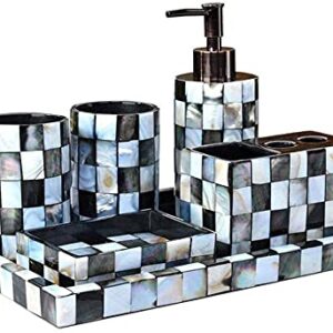 Soap Dispenser for Bathroom Kitchen, Housewares 6-Pieces Bathroom Accessory Set Bright-Colored Mosaic Shell Bathroom Accessories Set Bath Ensemble/Lotion Dispenser