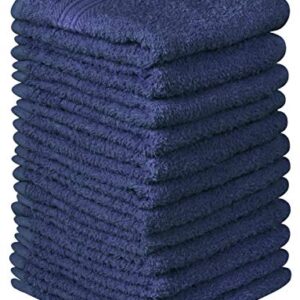 Beauty Threadz - Premium Quality Pack of 12 Luxury Washcloths 100% Ring Spun Cotton 12x12 inch Face Towel Highly Absorbent, Ultra Soft & Fade Resistant 500 GSM Fluffy Wash Cloth Set (Navy)