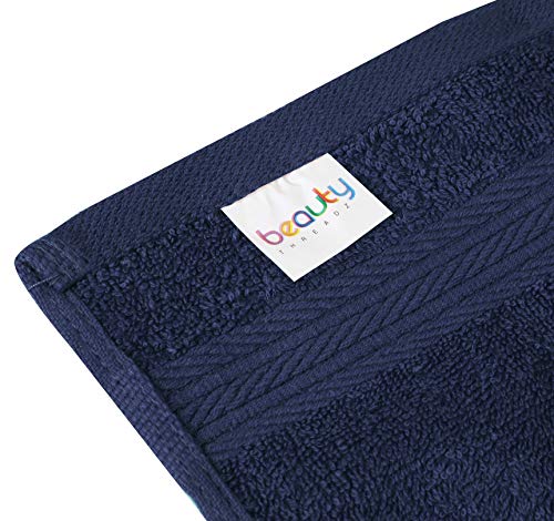 Beauty Threadz - Premium Quality Pack of 12 Luxury Washcloths 100% Ring Spun Cotton 12x12 inch Face Towel Highly Absorbent, Ultra Soft & Fade Resistant 500 GSM Fluffy Wash Cloth Set (Navy)