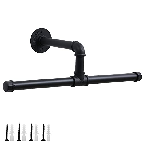 SCDGRW Wall Mounted heavy duty Industrial Pipe Clothes Rack, Vintage Iron Pipe Floating Clothing Bar, Black Iron Metal Garment Bar for Laundry Room bedroom ect