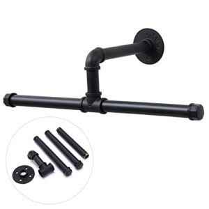 SCDGRW Wall Mounted heavy duty Industrial Pipe Clothes Rack, Vintage Iron Pipe Floating Clothing Bar, Black Iron Metal Garment Bar for Laundry Room bedroom ect