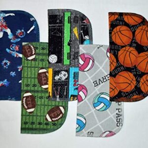 2 Ply Printed Flannel 8x8 Inches Little Wipes Set of 5 Sports Loving Fans