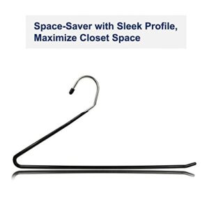 TESS Premium 12 Pack Slack Pant Hangers Trousers Jean Hangers, Heavy Duty, Anti-Rust Open Ended Pants, Easy Slide, Pants Organizers, Non-Slip Chrome and Black Friction