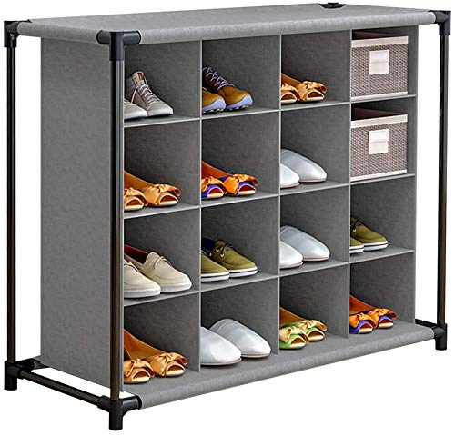 4 Tier 16-Pair Shoe Rack Cubby Organizer, Free Standing Shoe Storage Shelf ,Shoe Rack Storage Organizer 16 Pairs Portable Stackable Shoe Cabinet for Closet Entryway Bedroom