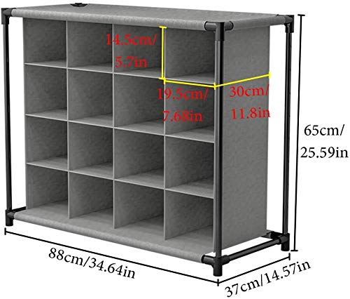 4 Tier 16-Pair Shoe Rack Cubby Organizer, Free Standing Shoe Storage Shelf ,Shoe Rack Storage Organizer 16 Pairs Portable Stackable Shoe Cabinet for Closet Entryway Bedroom