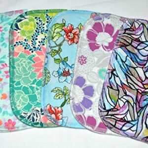 2 Ply Printed Flannel 8x8 Inches Set of 5 Little Wipes Flower Splash