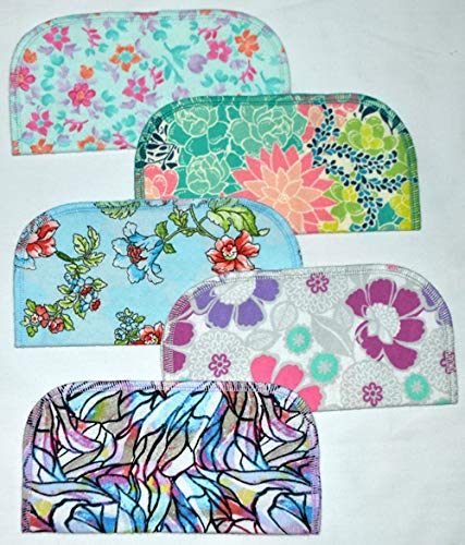 2 Ply Printed Flannel 8x8 Inches Set of 5 Little Wipes Flower Splash