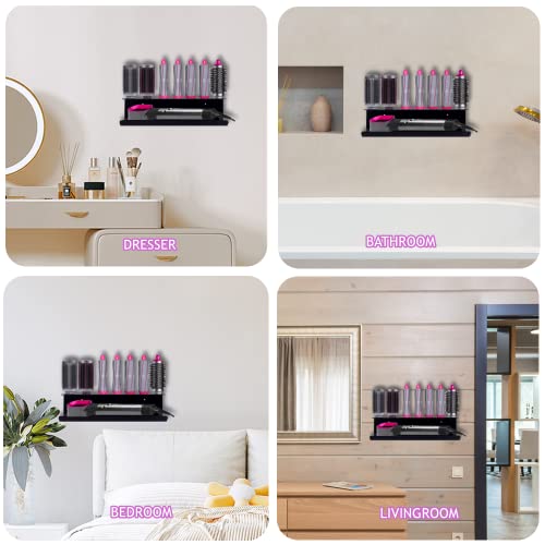 LONCHDAN Storage Holder for-Dyson Airwrap Curling Iron Accessories Hair Dryer Holder Acrylic Wall Mounted Stand Rack for-Dyson Air Wrap Styler with Adhesive (for Some Airwrap Not All)