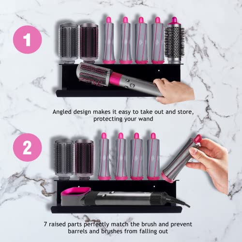 LONCHDAN Storage Holder for-Dyson Airwrap Curling Iron Accessories Hair Dryer Holder Acrylic Wall Mounted Stand Rack for-Dyson Air Wrap Styler with Adhesive (for Some Airwrap Not All)