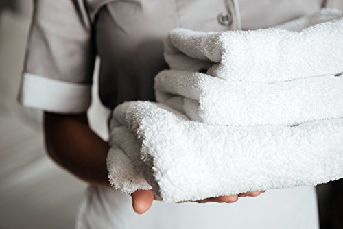 Ring Spun White Washcloths for Bathroom-Hotel-Kitchen-Spa-Gym-Golf - All Natural Cotton, Soft Ring Spun, Highly Absorbent Hotel Grade Face Towels, 12x12 Inches - Eco-Friendly, Bulk-Pack Set of 12