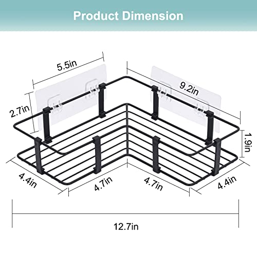 Adhesive Plastic Shower Caddy Bathroom Shower Basket Shelf Wall Mounted No Drilling Shower Storage Rack Organizer Caddy Wall Shelf