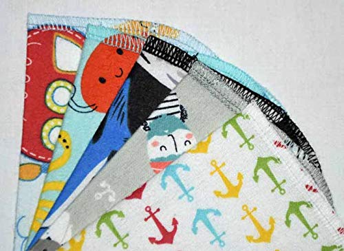 1 Ply Printed Flannel Little Wipes 8x8 Inches Set of 5 Pirates and Friends