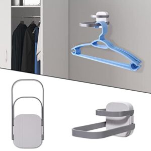 bulfull hanger organizer no punching hanger storage rack, foldable hanger storage holder hanger organizer rack double layer, hanger holder stand hanger organizer stacker for closet laundry room (grey)